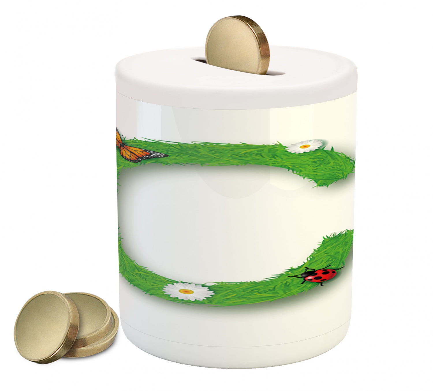 Letter C Piggy Bank, Capital C with Grass Greenland Spring Flourishing ...