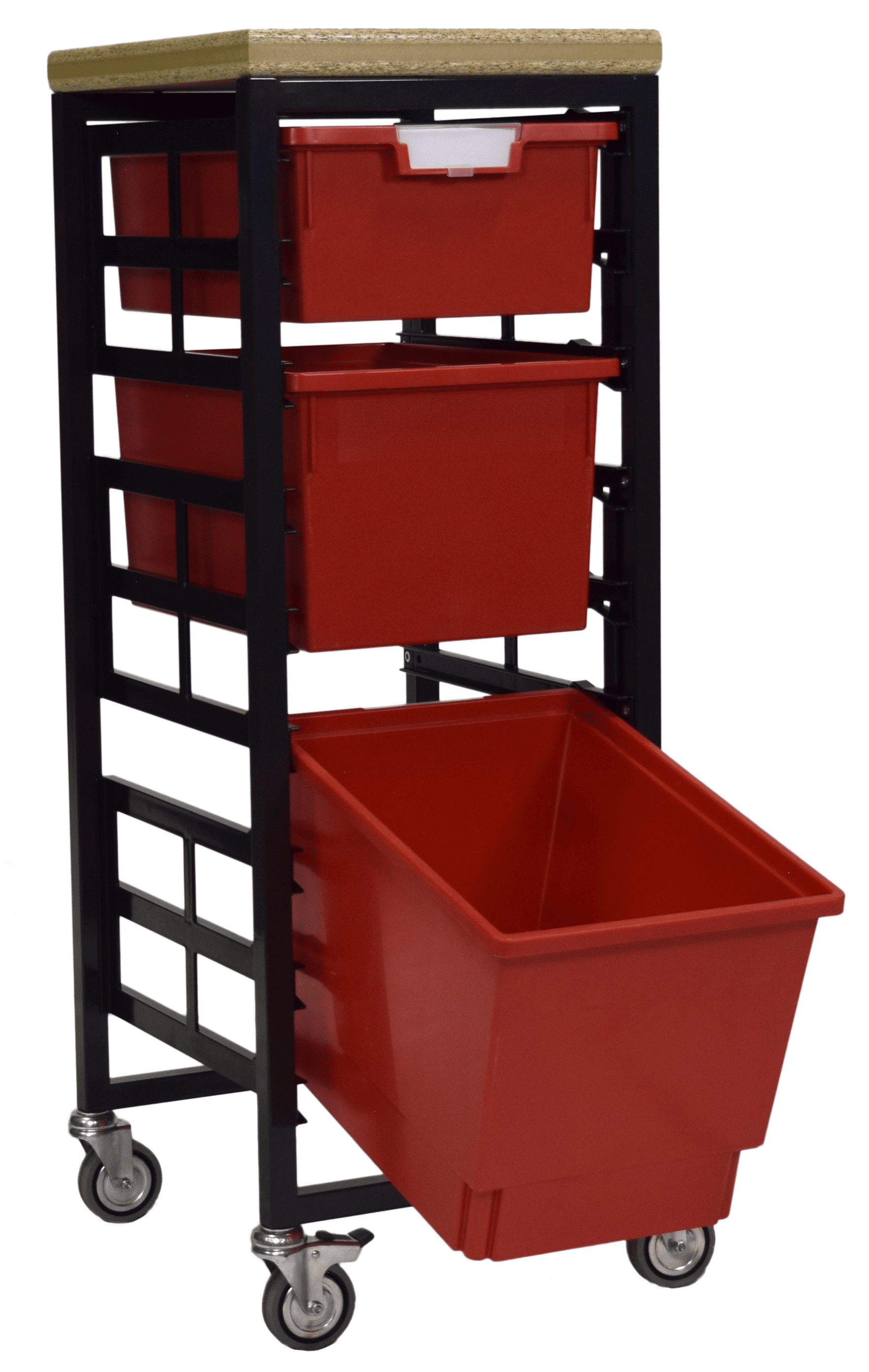 Mobile Workbench Storage Station w/Wood Top -3 StorSystem Trays-Red ...