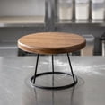 JWQFBC Walnut Pizza Board Wood Grain Pizza Display Stand Black Metal ...