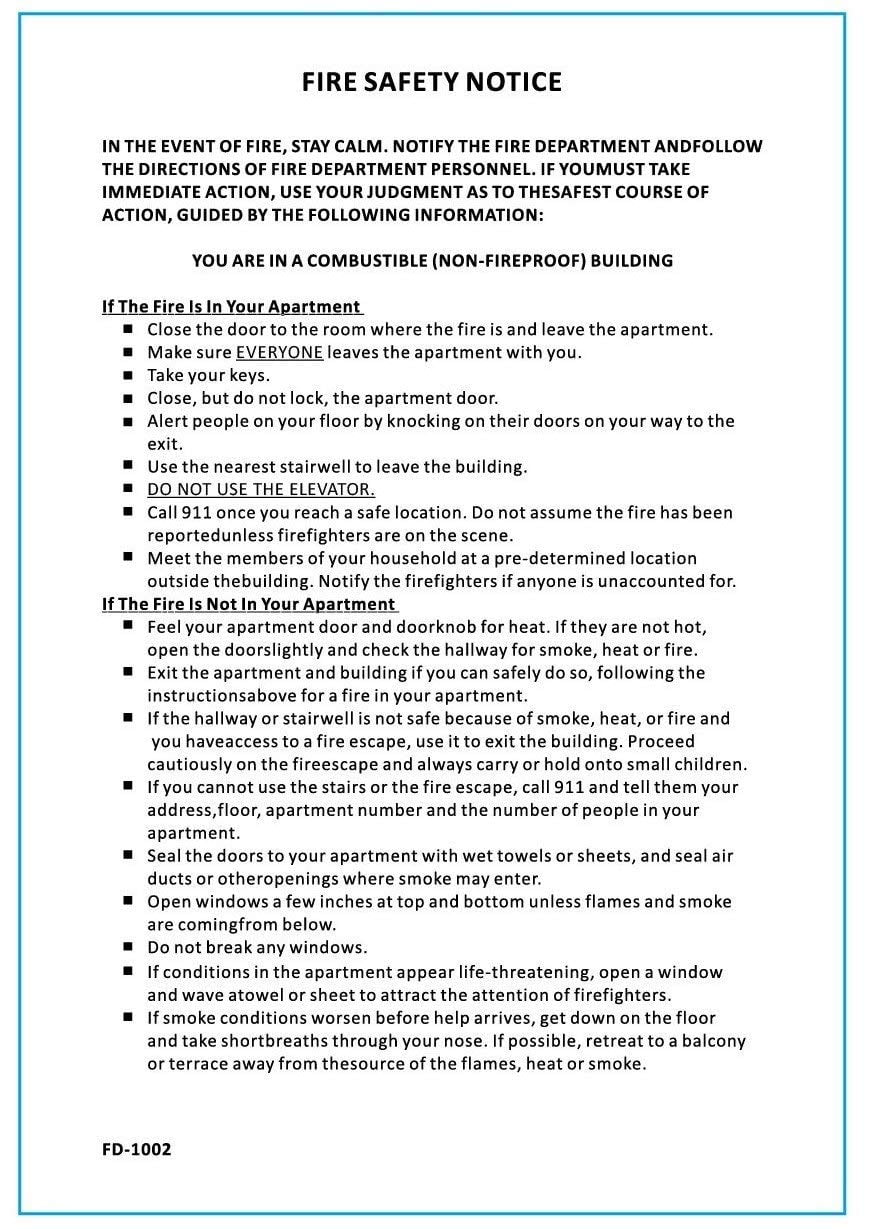 Fire Safety Notice SIGN- Non Fire Proof building ( Aluminum Sign,8-1/2 ...