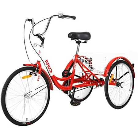 KNUS Adult Tricycle,24/26 Inch Single Speed 3 Wheel Bikes,Trikes ...