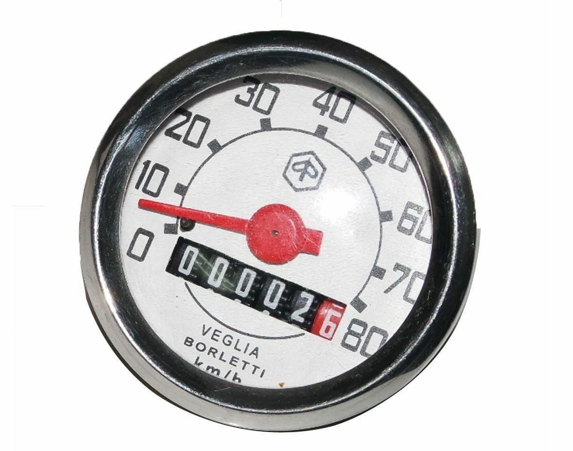 Vespa Vegelia Piaggio Logo 80 Kph White Face Speedometer Speedo V50 V90 ...