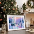 Colorful Christmas Trees in Snowy Winter Landscape, wall decor, home ...
