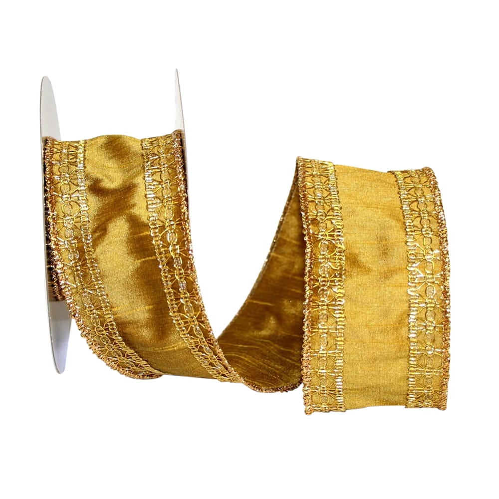 Reliant Ribbon - 93006W-035-40F, Royal Trim Dupioni Wired Edge Ribbon ...