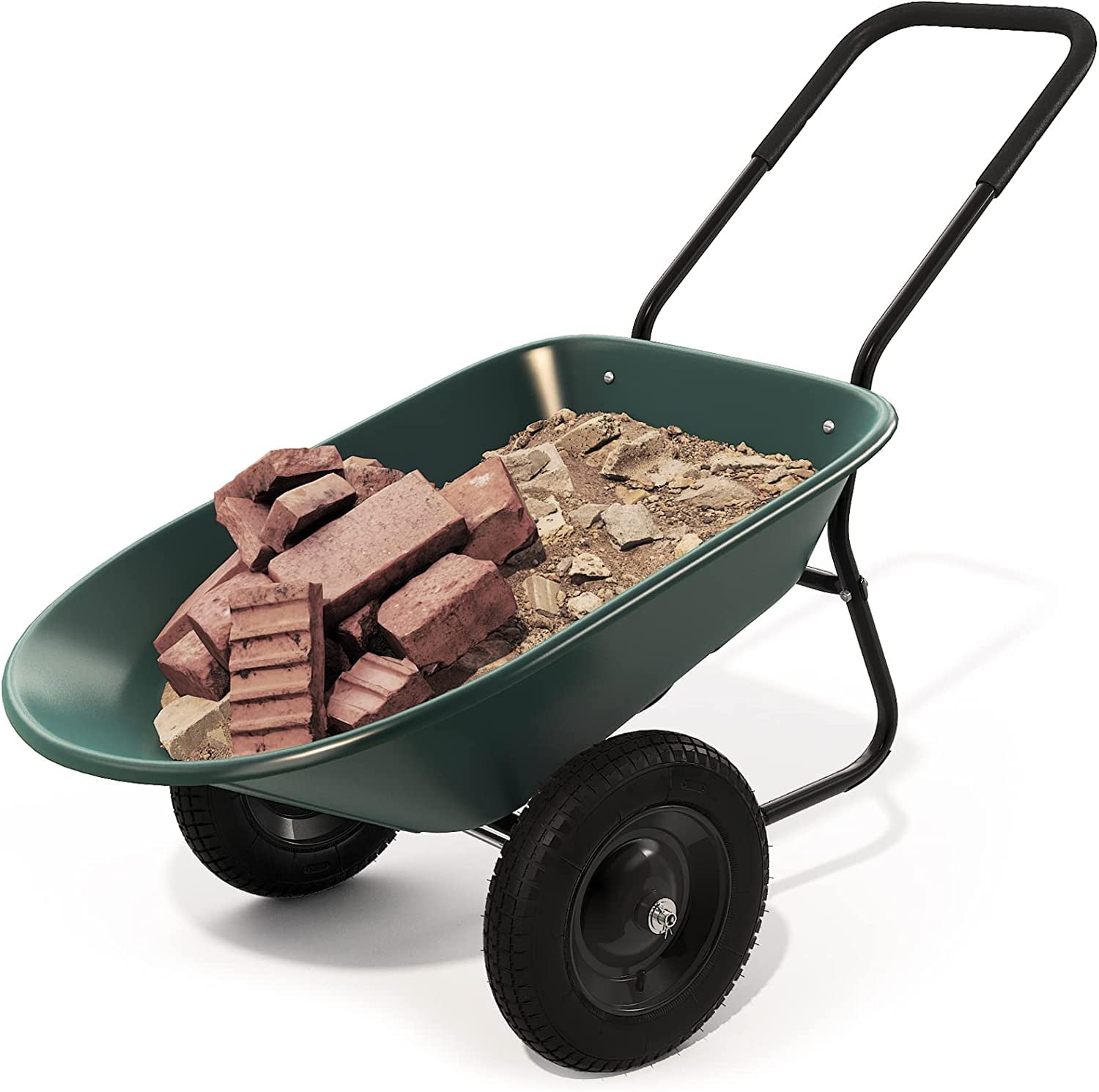 Happyun 2 Tire Wheelbarrow Dump Cart, Heavy Duty Home Utility Garden ...
