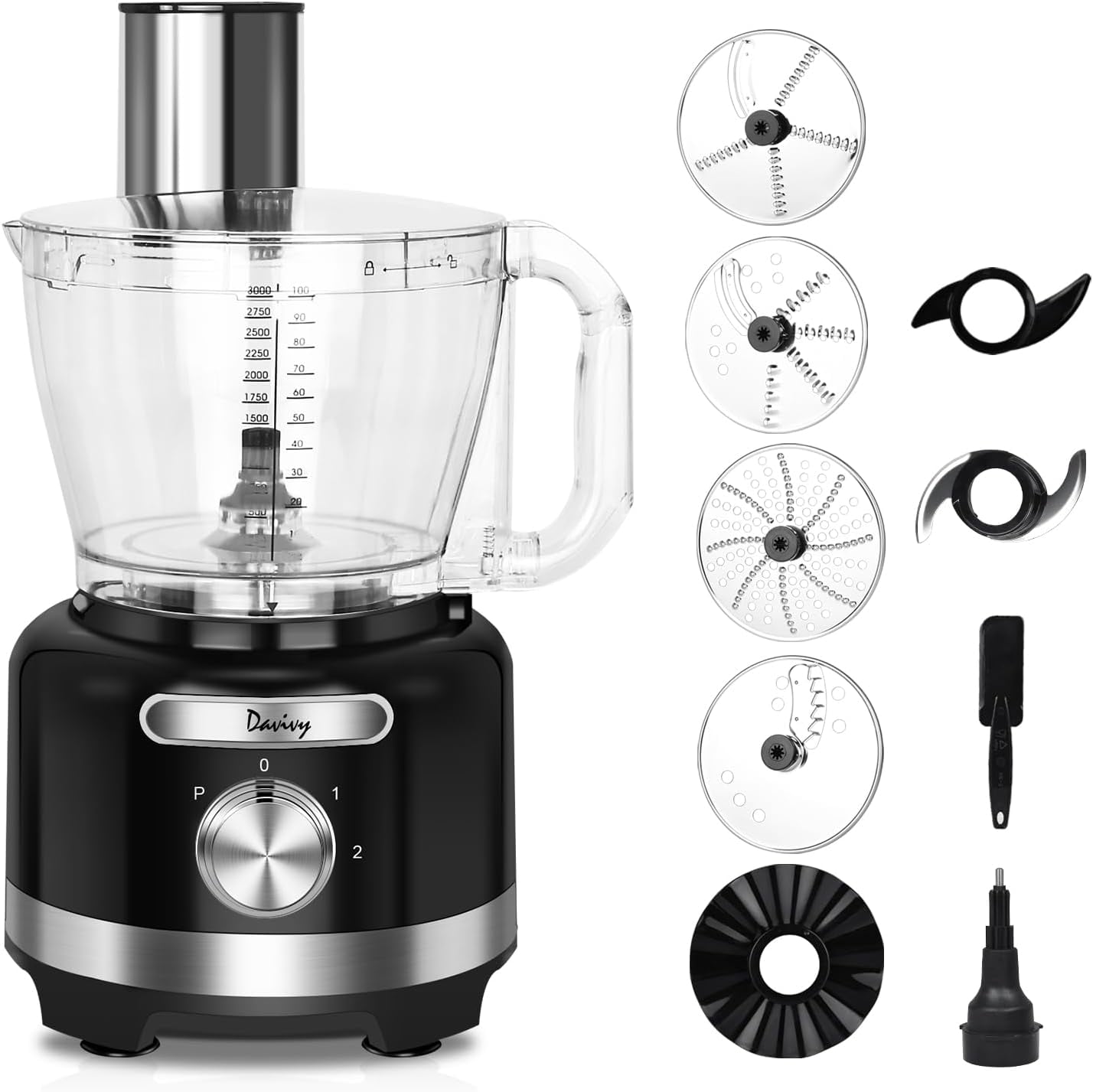 Davivy 16 Cup Food Processor,10-in-1 Multifunction 3.8L Food Chopper ...