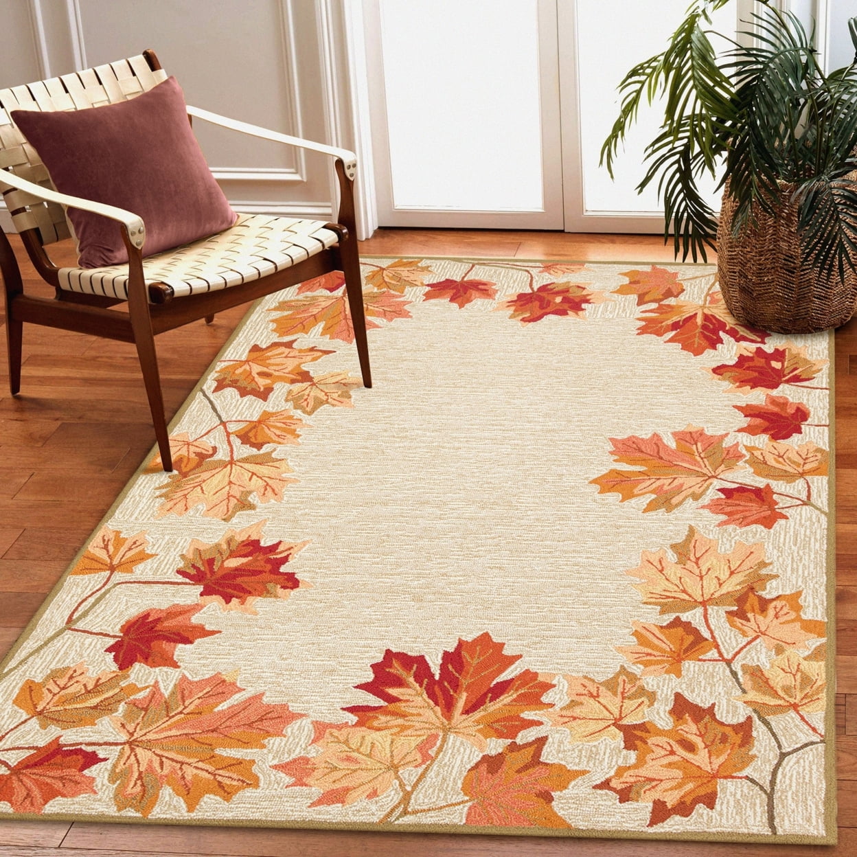 Liora Manne Ravella Falling Leaves Border Indoor Outdoor Area Rug ...