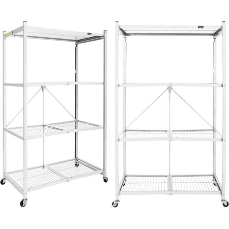 3 Shelf Foldable Storage Unit on 3" Caster Wheels, Unfolds in 5 Seconds ...