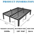 16 Inch Black Bed Frame Size, Platform Bed Frame with Anti-Slip Baffles ...