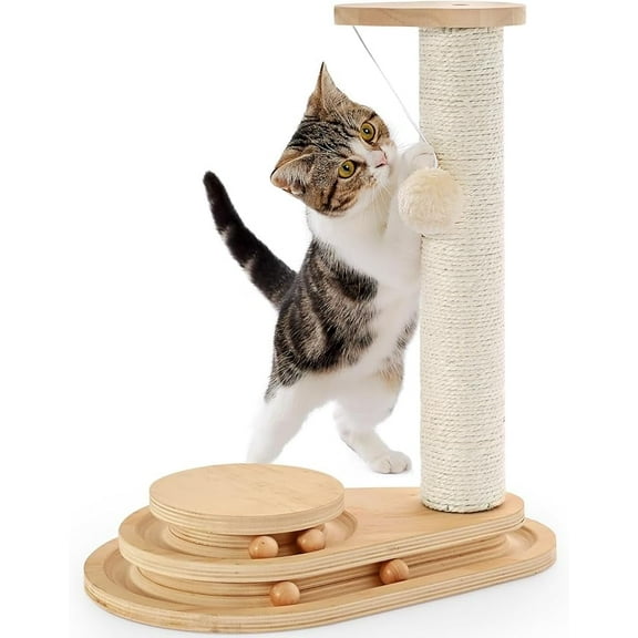 Petfamily Sisal Indoor Cat Scratcher, 3-in-1 Hammock with Ball Track ...