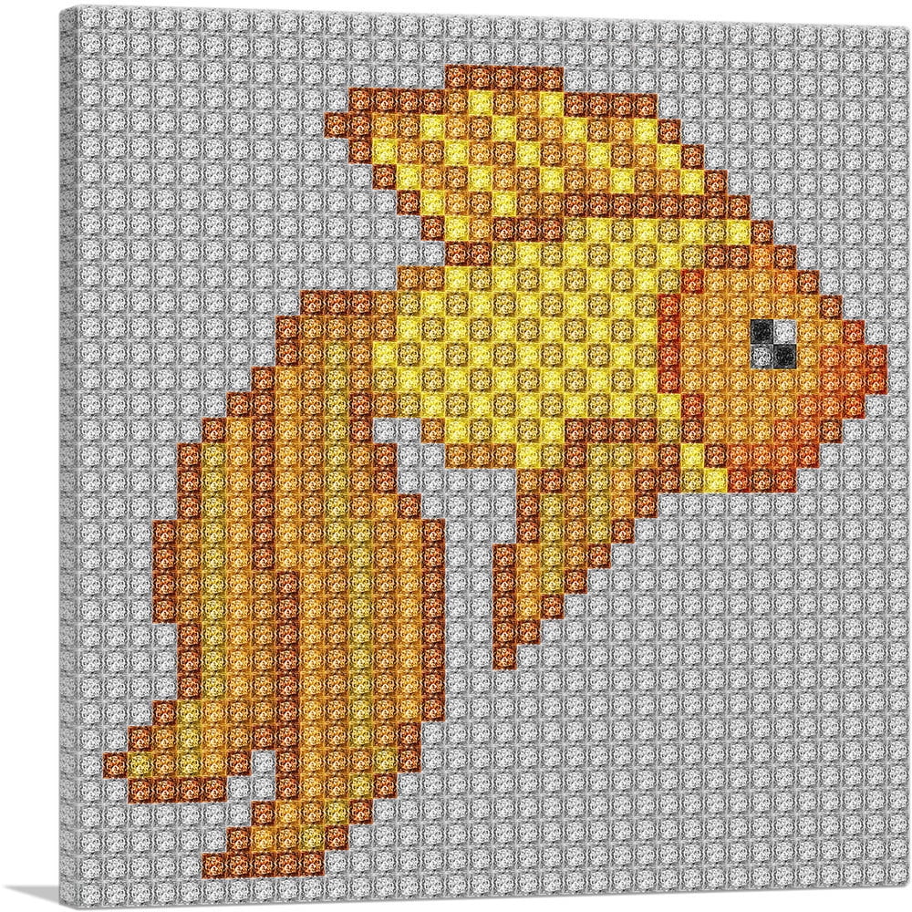 ARTCANVAS Goldfish Aquarium Fish Emoticon Jewel Pixel Canvas Art Print ...