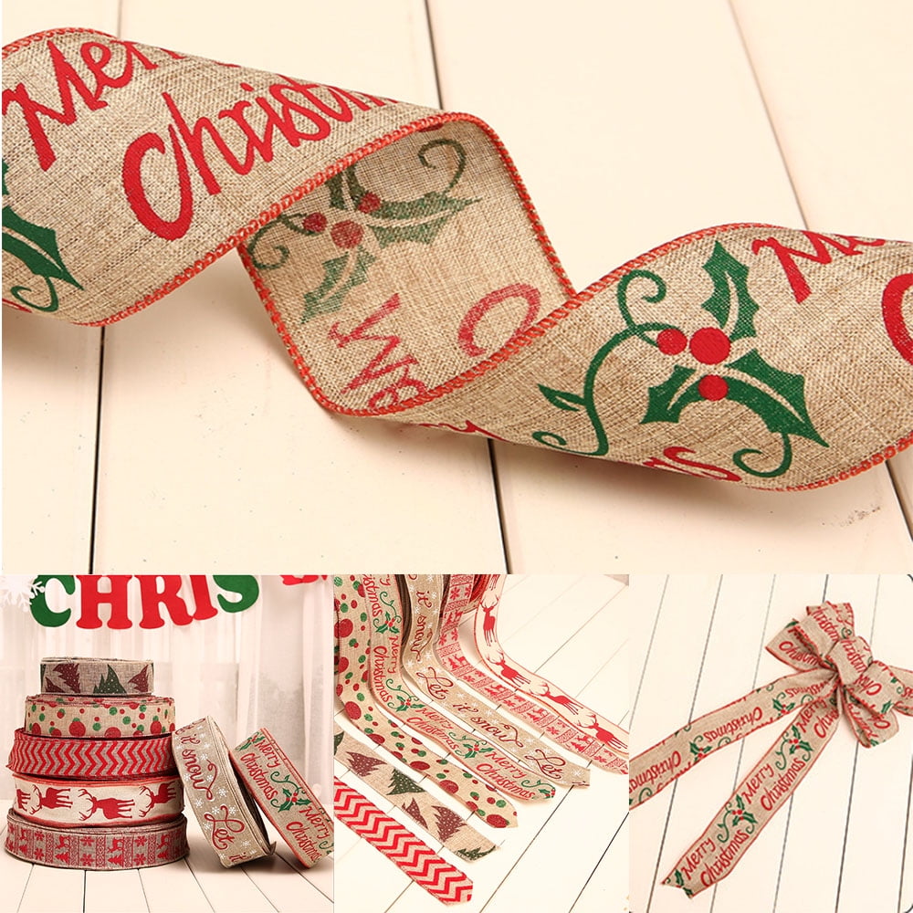 Jorlo 4 PCS Wired Burlap Christmas Ribbon, Natural Gift Wrapping Ribbon ... Jorlo 4 PCS Wired Burlap Christmas Ribbon, Natural Gift Wrapping Ribbon ...