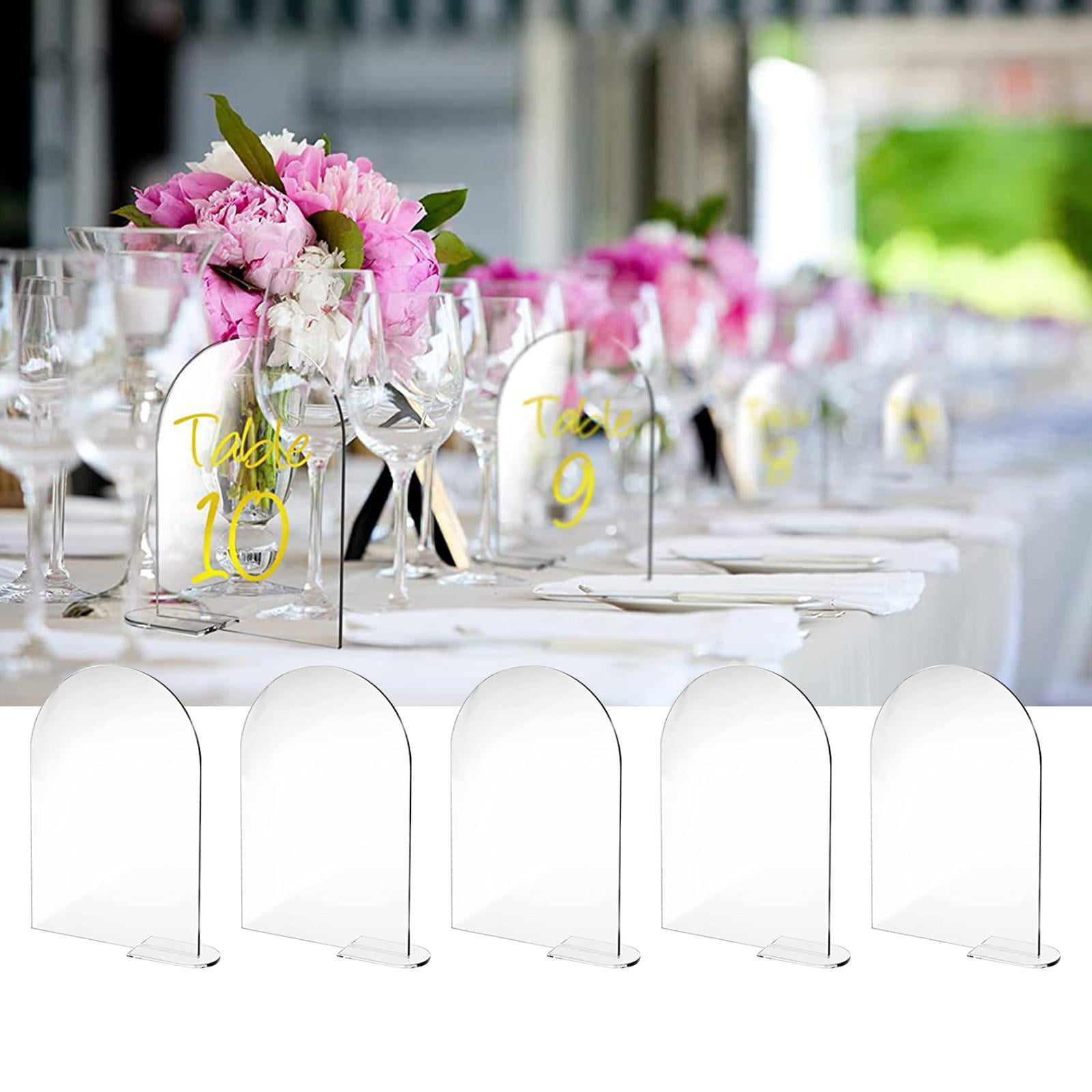 5x Clear Arch Acrylic Sign with Stand Name Signs Cards Table Numbers ...