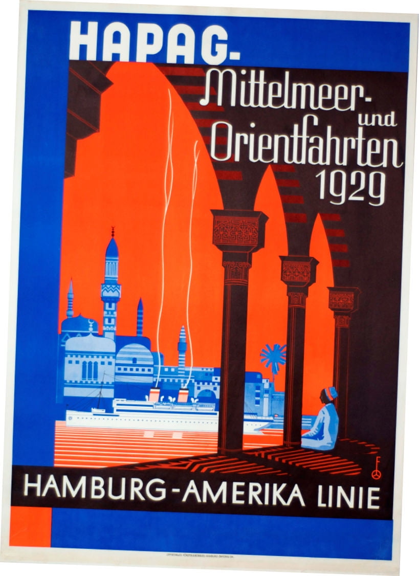 Gemany Hapag Mittelmeer 1929 Poster 27inx40in for any room 27x40 Square ...