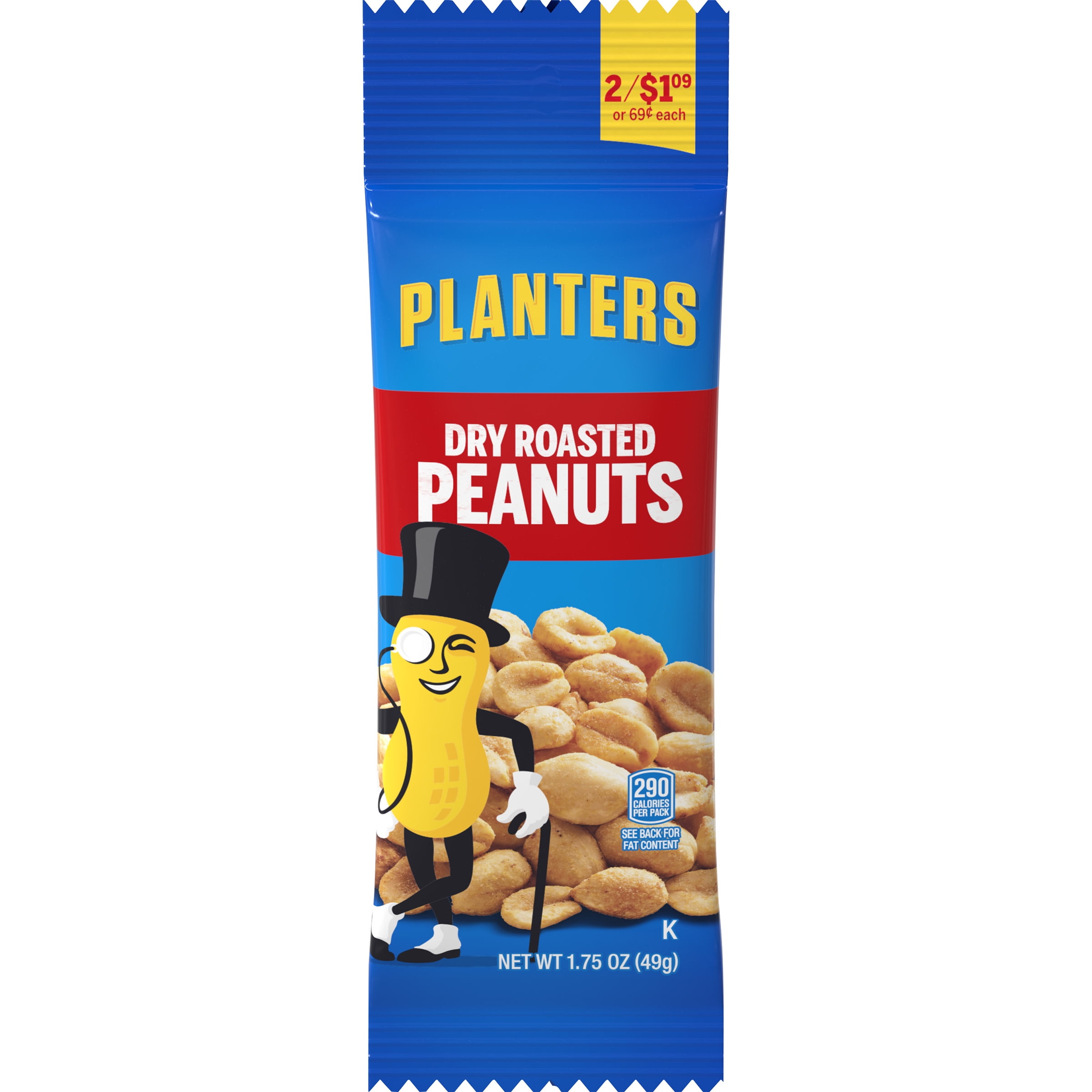 Planters Dry Roasted Peanuts, 1.75 oz Pack - Walmart.com - Walmart.com