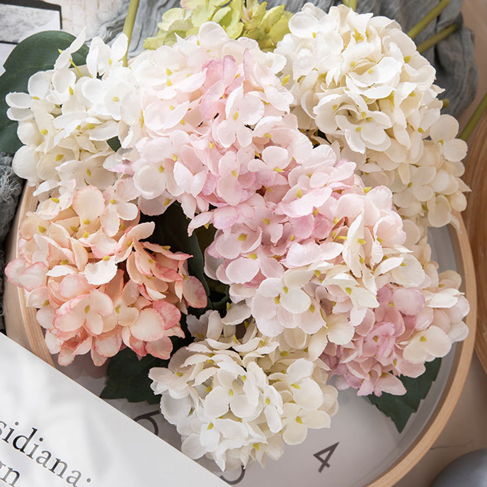 Travelwnat 5Packs Hydrangea Silk Flowers Heads Full Hydrangea Flowers ...