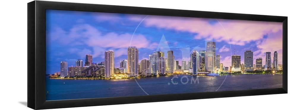 Miami, Florida, USA Skyline Panorama, Framed Art Print Wall Art by ...