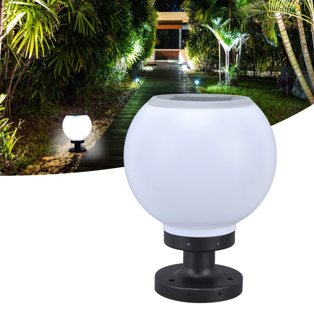 Delaman Solar Globe Outdoor Column Light Post Lights Lantern LED ...