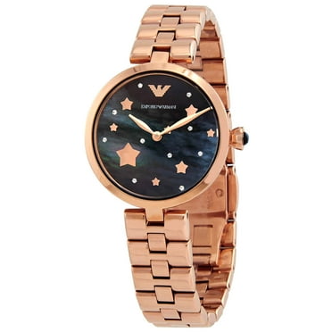 Armani Gianni T-Bar Quartz Black Mother of Pearl Dial Ladies Watch ...