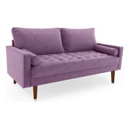 Velvet Fabric Sofa Couch, 70 inch Wide Mid Century Modern Living Room ...