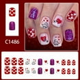 24Pcs Short Square Press On Nails, Cute Full Cover Glossy Acrylic Fake ...