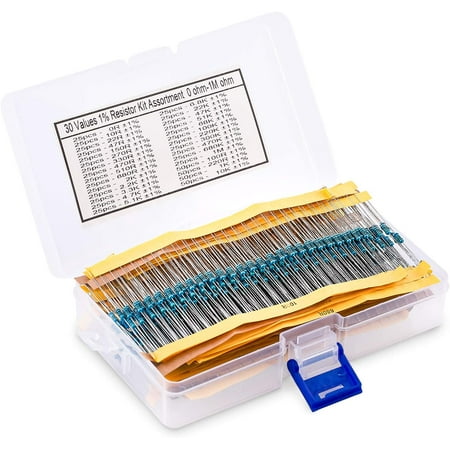 850pcs 30 Values Resistor Kit 1% 0 Ohm-1M Ohm 1/4W Metal Film Resistors ...