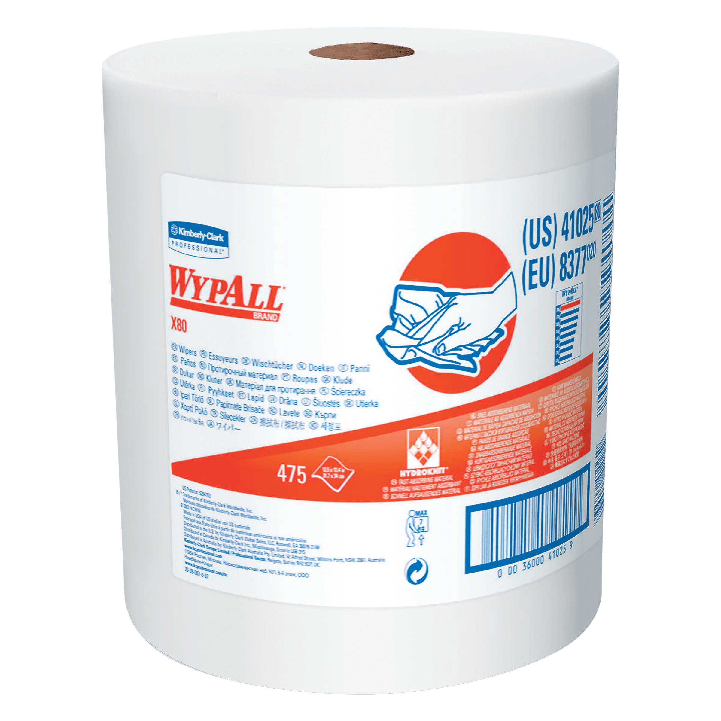 Kimberly-Clark Professional WypAll X80 Towels, Jumbo Roll, Cotton White ...