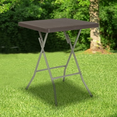 Flash Furniture Folding Table, 1.95-Foot Square, Brown Rattan Plastic ...
