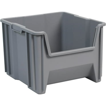 Mighty Tuff Large Nesting Stack Storage Bin, All, Plastic, Gray ...