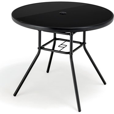 Costway Outdoor 34'' Round Patio Dining Table, Metal Frame with ...