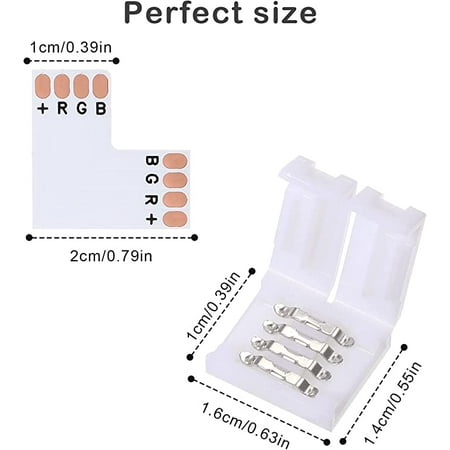 12 Pieces RGB LED Strip Light Plastic RGB Connector Portable ...