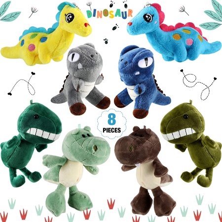 8 Pieces 5 Inch Mini Dinosaur Stuffed Toys Set for Kids Plush Dinosaurs ...