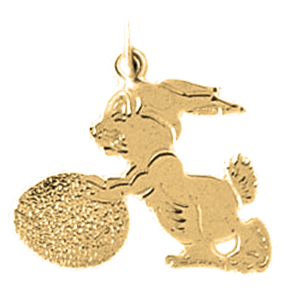 18K Yellow Gold Rabbit Pendant - 18 mm - Walmart.com