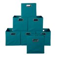 Collapsible Home Storage Set Of 12 Foldable Fabric Storage Bins Teal
