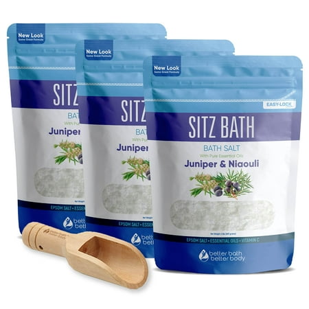 Sitz Bath Salt (3-Pack Plus Scoop) Hemorrhoid Soothing Sitz Soak Epsom ...