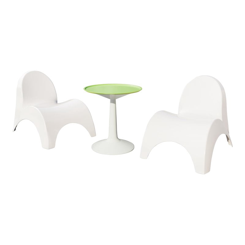 Strata Furniture 2 Angel Trumpet Patio Chairs & Sprout Table in White ...