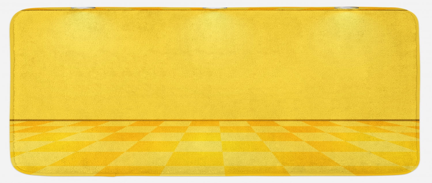 Yellow Kitchen Mat, Shades of Lemon Yellow in Every Tone Chess Like ...