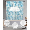 Aqua Flowers Kitchen Curtains Set for Windows 3 Piece Cafe Curtains 24 ...