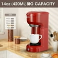 Single Serve 6-14oz Red Coffee Maker with Permanent Filter, Compatible ...
