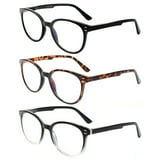 3 Pack Reading Glasses Stylish Spring Hinged Round Readers for Men and ...