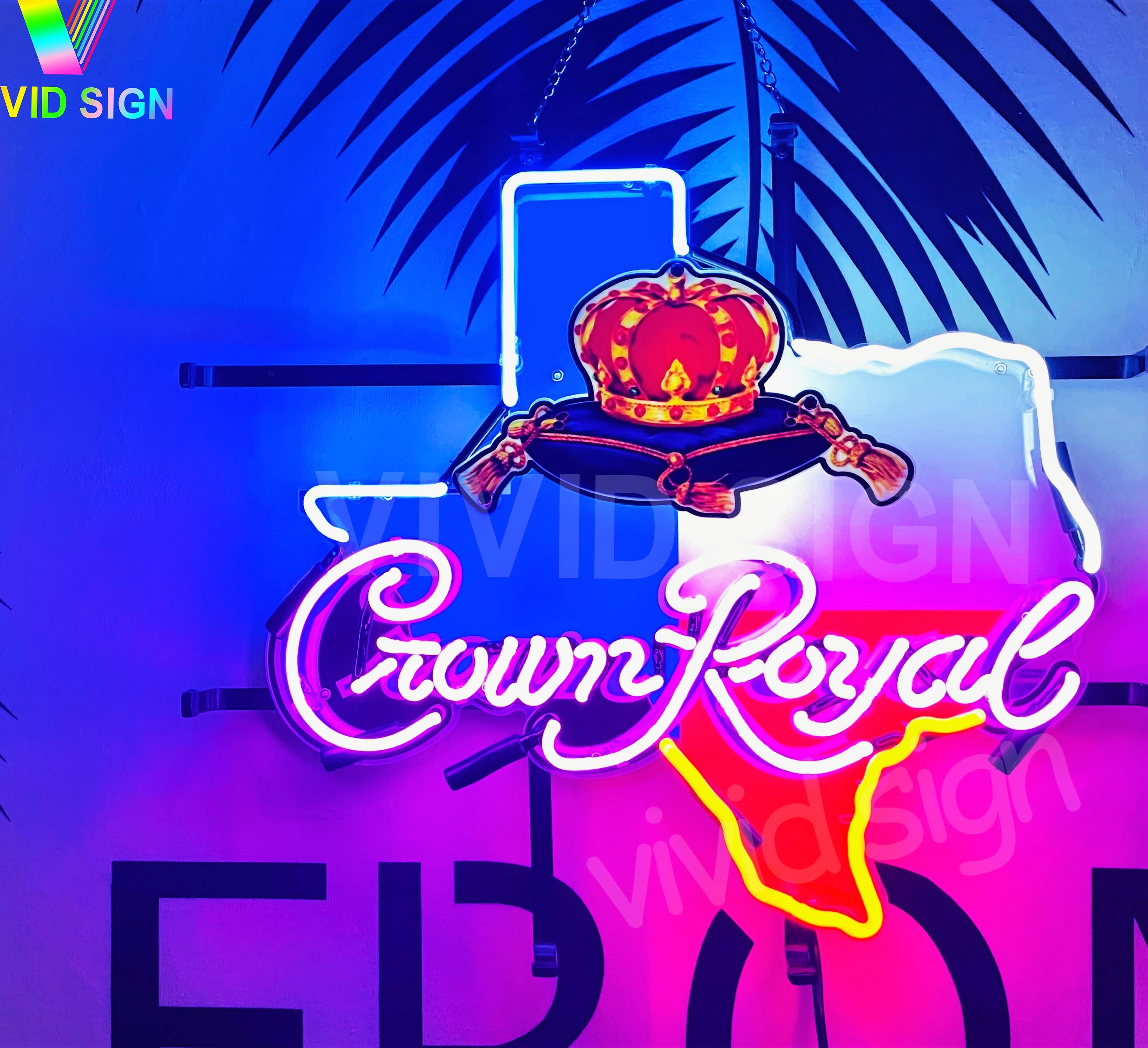 Queen Sense 17"x16" Crown Royals Texas Map Neon Sign HD Vivid Printing ...