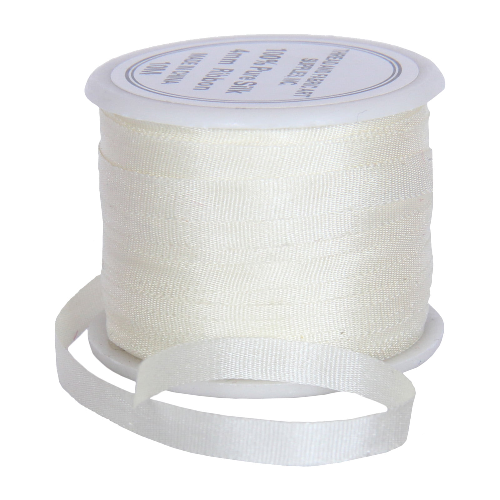 100% Pure Silk Ribbon by Threadart - 4mm Natural - No. 700 - 3 Sizes ...