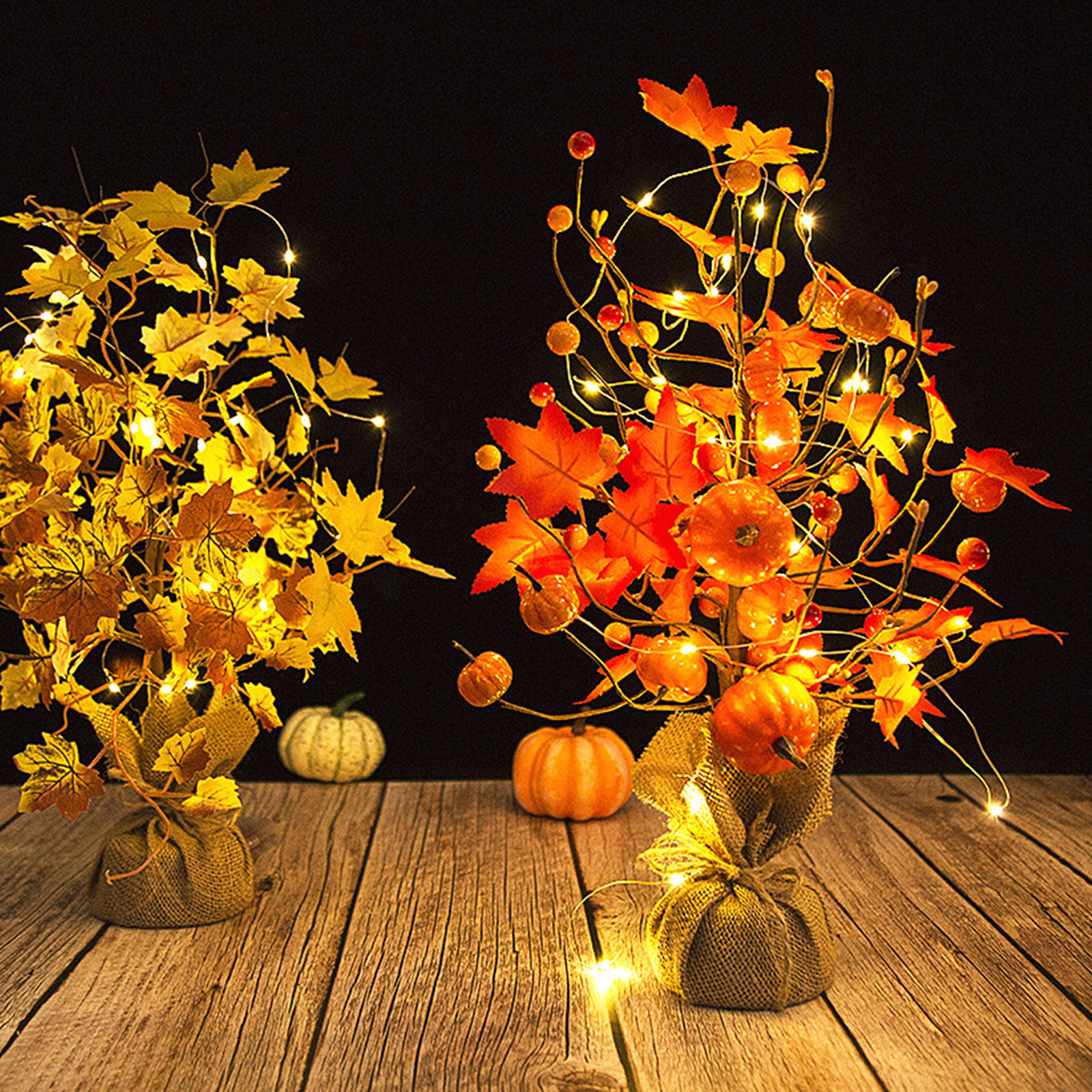 Tabletop Fall Lighted Maple Tree Battery Powered Light Thanksgiving ...