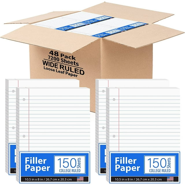 Notebook Paper, Loose Leaf Paper, College Ruled Paper, 10.5 x 8, Filler ...
