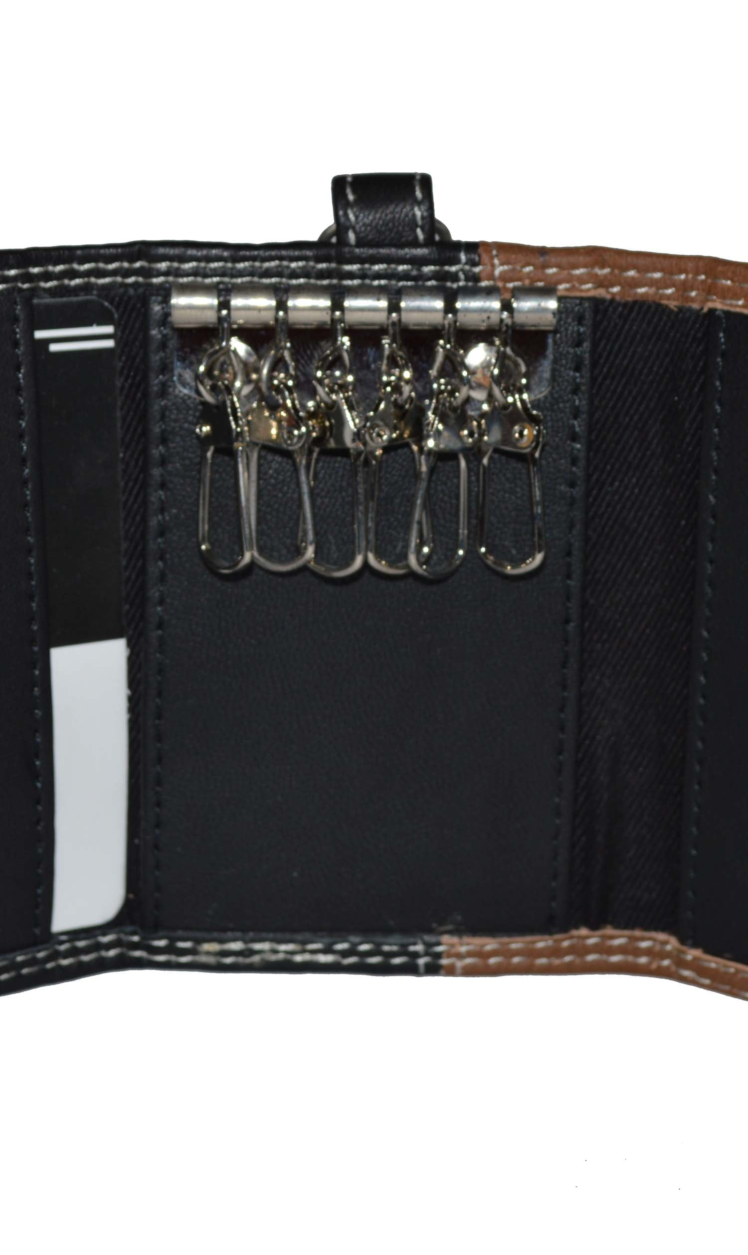 Leatherboss Genuine Leather Key Case Car Key Holder Trifold Wallet (Tan ...