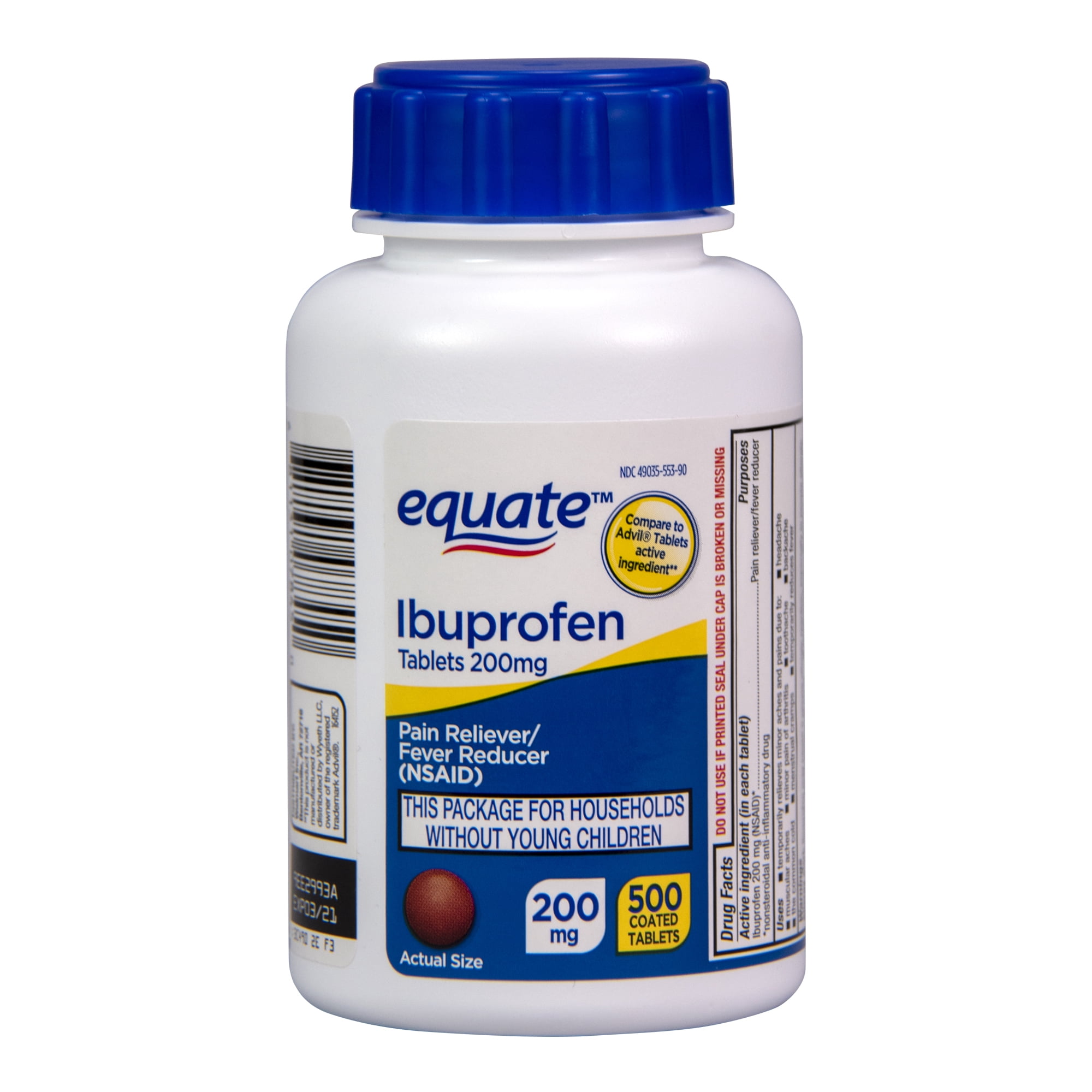 Equate Ibuprofen Tablets 200 Mg Pain Reliever And Fever Reducer 500 Equate Ibuprofen Tablets 200 Mg Pain Reliever And Fever Reducer 500
