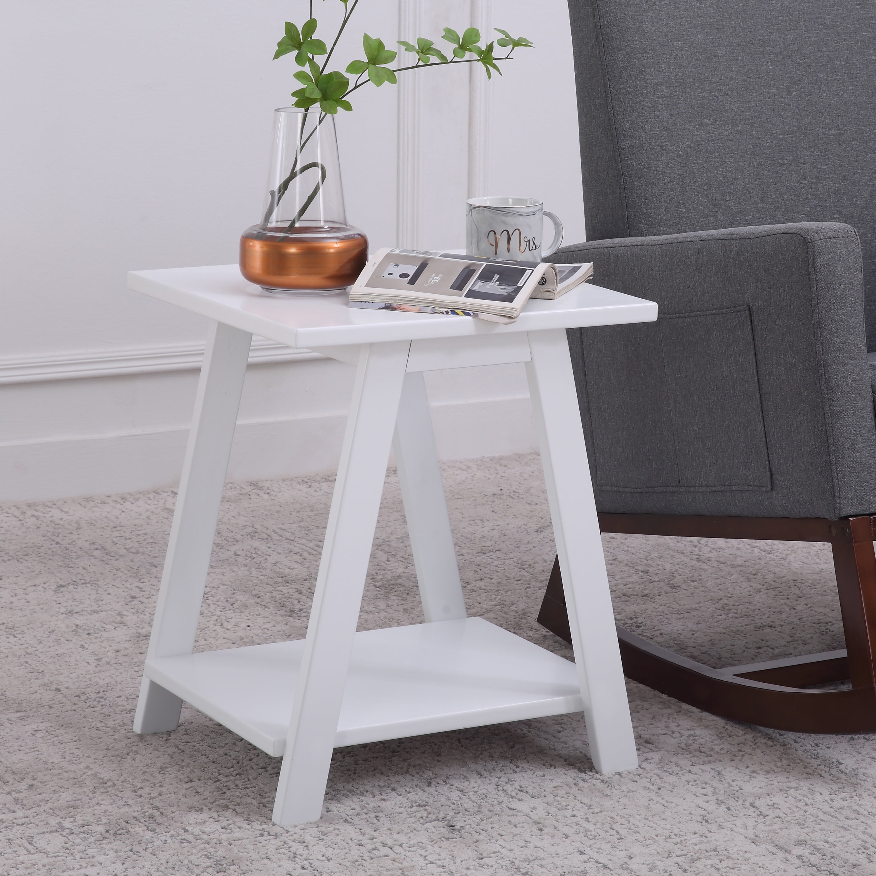 Levi A-Frame End Table, White - Walmart.com