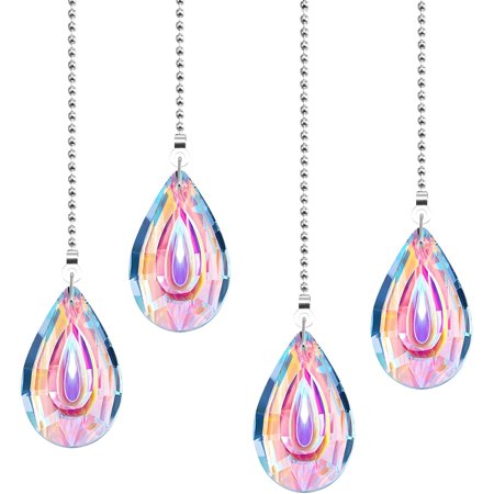 4 Pieces Crystal Ceiling Fan Pull Chain Rainbow Maker Pull Chain ...