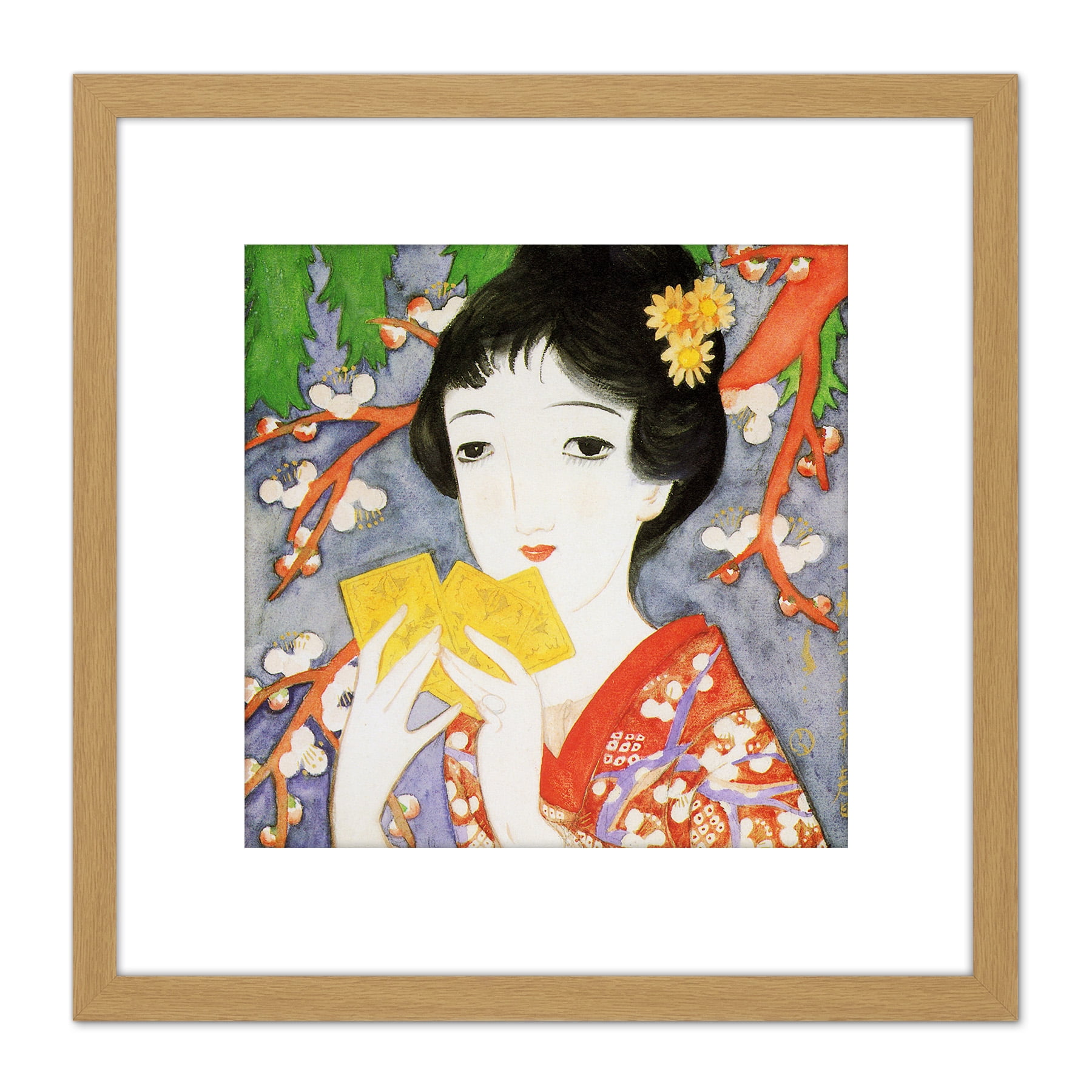 Takehisa Early Spring Japanese Painting 8X8 Inch Square Wooden Framed ...