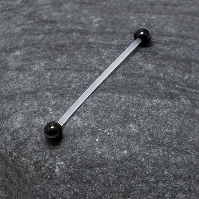 Industrial Barbell Clear Retainer Bioflex Ear Bar Titanium Ball 14G 38mm 1.5" - Walmart.com